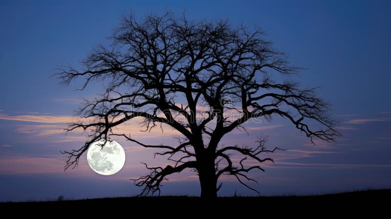 Lunar moon trees stock illustration. Illustration of hilltop - 375773280