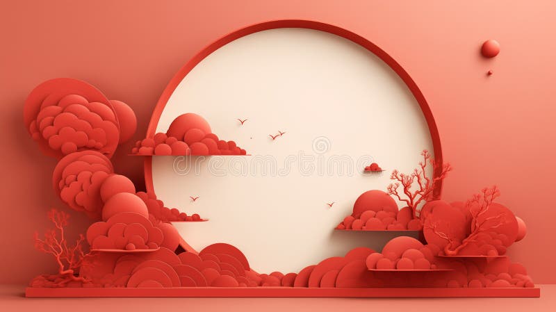 Lunar New Year Card Frame Patterned Background Stock Illustration ...