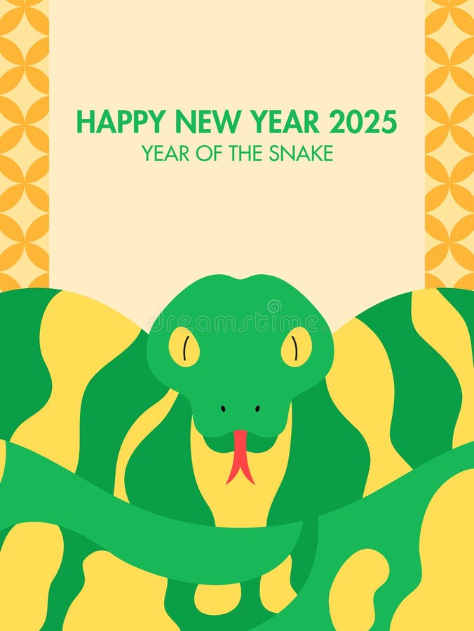 Lunar New Year of the Snake 2025 Greeting Card Python Stock Vector ...