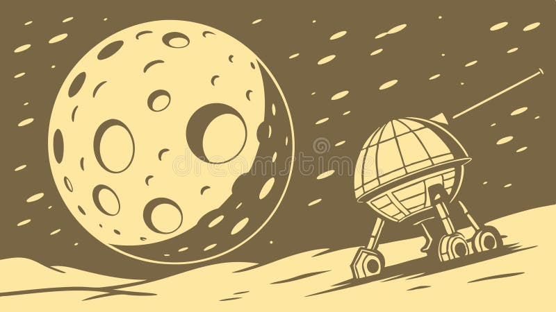 Lunar Observatory on Moon Surface: Cosmic Exploration Vector Art ...