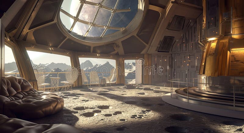 Lunar Observatory Terrace Room Interior. Generative Ai Stock ...