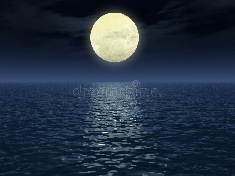 Blue Moon Ocean stock photo. Image of night, reflect, satellite - 1992272