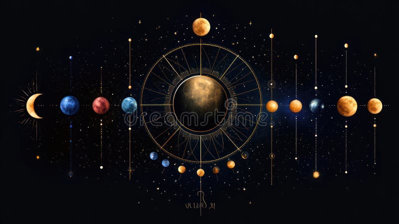 Lunar Phases and Eclipse Schedule Printable Vector Template for Modern ...