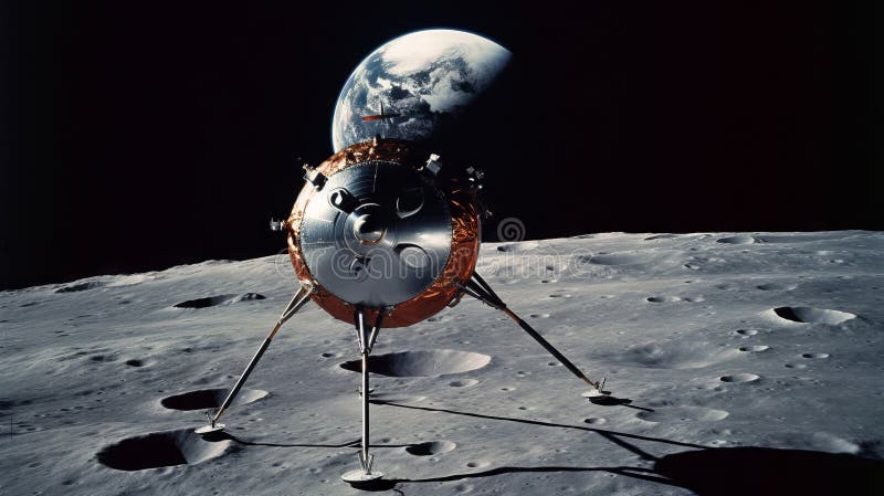 Lunar Probe Standing on the Surface of the Moon. Scientific Research ...