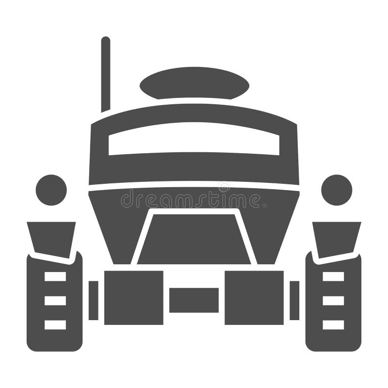 Lunar Robot Solid Icon, Robotization Concept, Lunar Rover Sign on White ...
