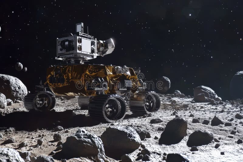 Moon Rover Explores Lunar Surface Clear Night Sky Stock Photos - Free ...