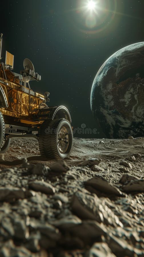 Exploring Concept, Lunar Rover and Tracks on the Moon S Surface with ...