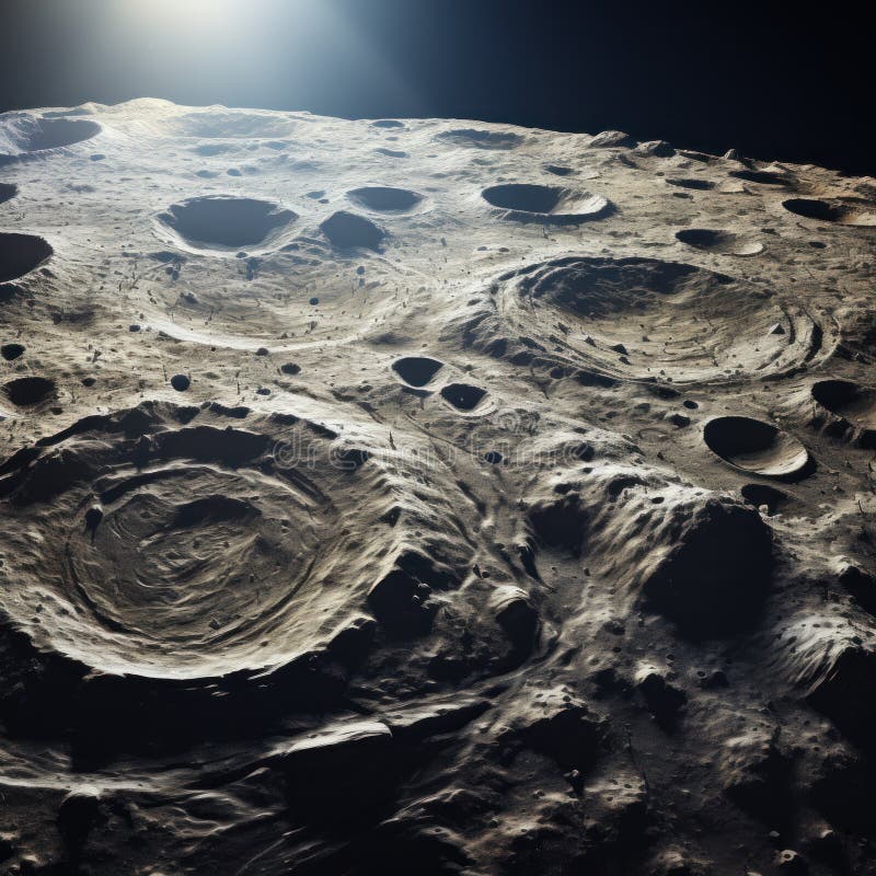 Lunar Surface with Craters Close-Up Stock Illustration - Illustration ...