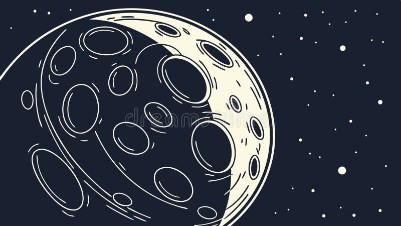 Lunar Surface with Craters. Detailed Moon Illustration, Vector Design ...