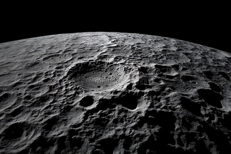 Lunar Surface Showing Craters and Horizon in Outer Space Stock Image ...