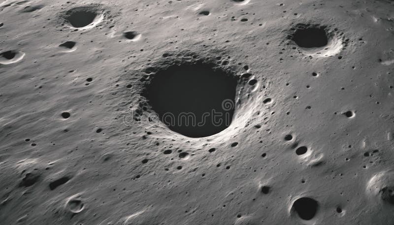 Lunar surface. Deep crater stock illustration. Illustration of nature ...