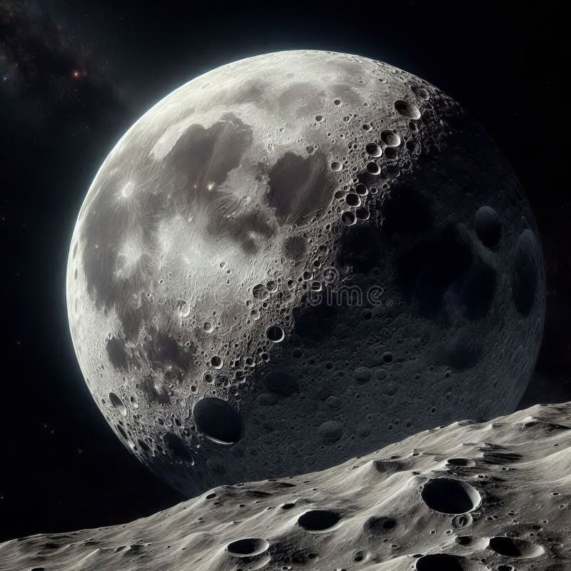 Lunar Surface a Detailed View of the Moon S Surface Showcasing C Stock ...