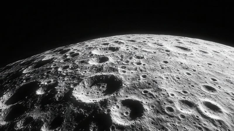 Lunar Surface Exploration and Crater Formations Under Starlit Sky Stock ...