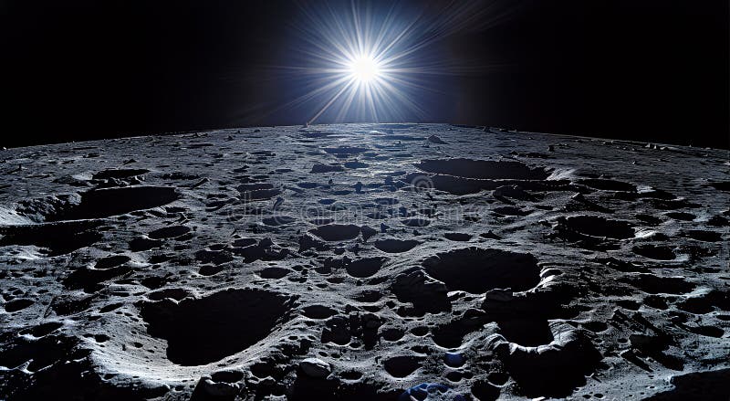 The Lunar Surface is Illuminated by the Sun, Craters and Shadows Stock ...