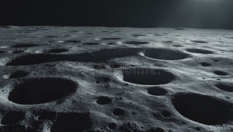 Lunar Surface Landscape with Craters, Detailed Terrain, and Dark Sky ...