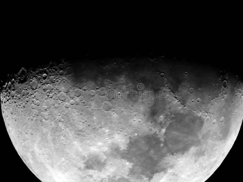 Lunar Surface of Moon Showing Craters, Mares and Mountains Stock Image ...