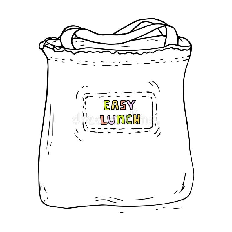 Lunch Bag Hand Drawn Artistic Sketch Stock Illustration - Illustration ...
