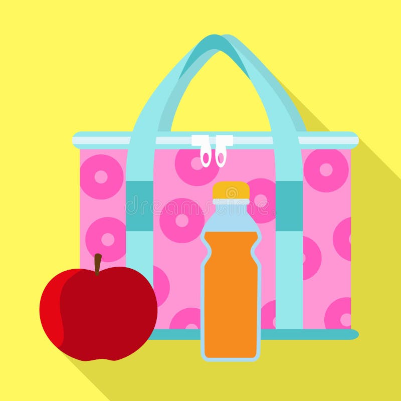 Lunch bag icon, flat style stock vector. Illustration of diet - 140344327