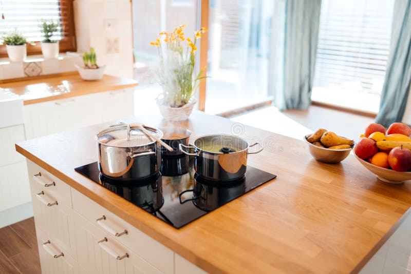 Lunch Being Made in Kitchen Stock Image - Image of household, lunch ...