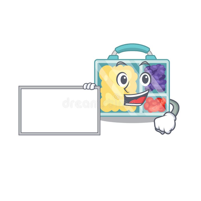 Lunch Box Cartoon with Board with the Character Stock Vector ...