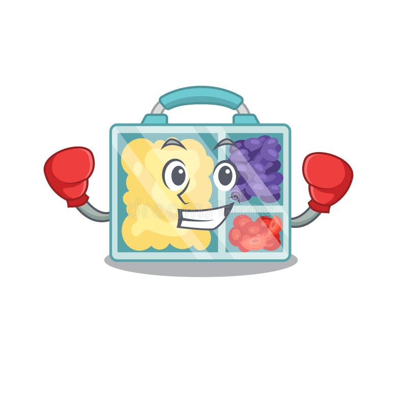 Lunch Box Cartoon with the Character with Bring Barbell Stock Vector ...