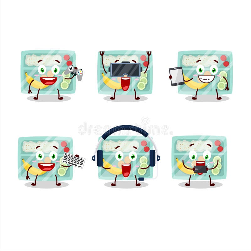 Lunch Box Cartoon Character are Playing Games with Various Cute ...