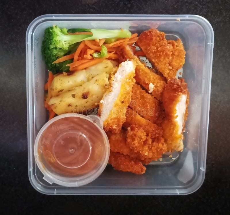 Lunch box Chicken Katsu stock image. Image of lunch - 295519239