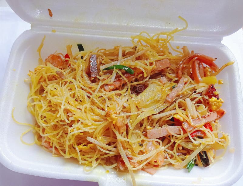 Lunch Box Curry Fried Rice Noodles Stock Image - Image of popular ...