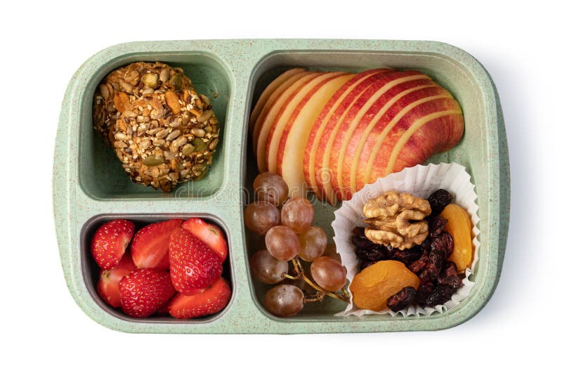 Lunch Box with Delicious Food on a White Background Stock Photo - Image ...