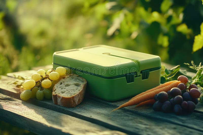 A Lunch Box Filled with Nutritious Items Like Grapes, Carrots, and ...
