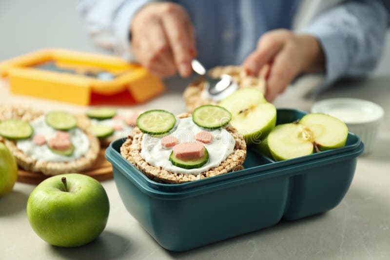 Lunch Box with Food, Lunch Box with Food for Child for School Stock ...