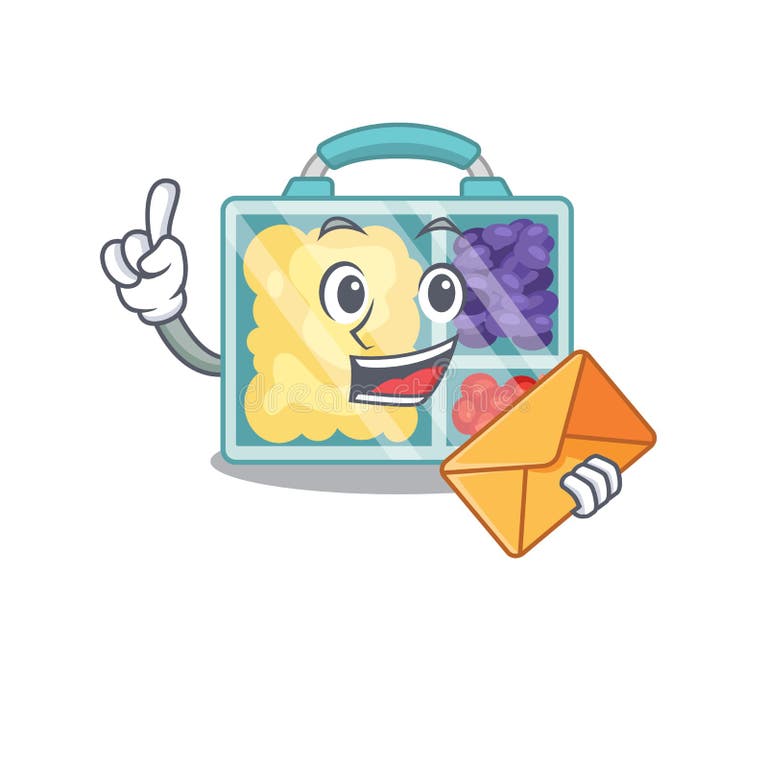 Lunch Box Isolated with the Bring Envelope Mascot Stock Vector ...
