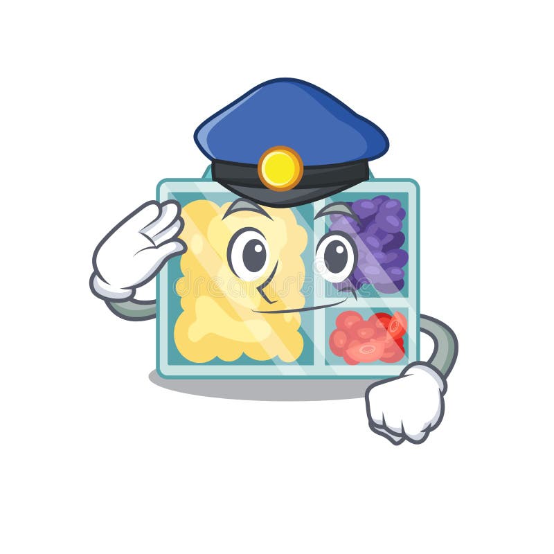 Lunch Box Police Cartoon with the Character Stock Vector - Illustration ...