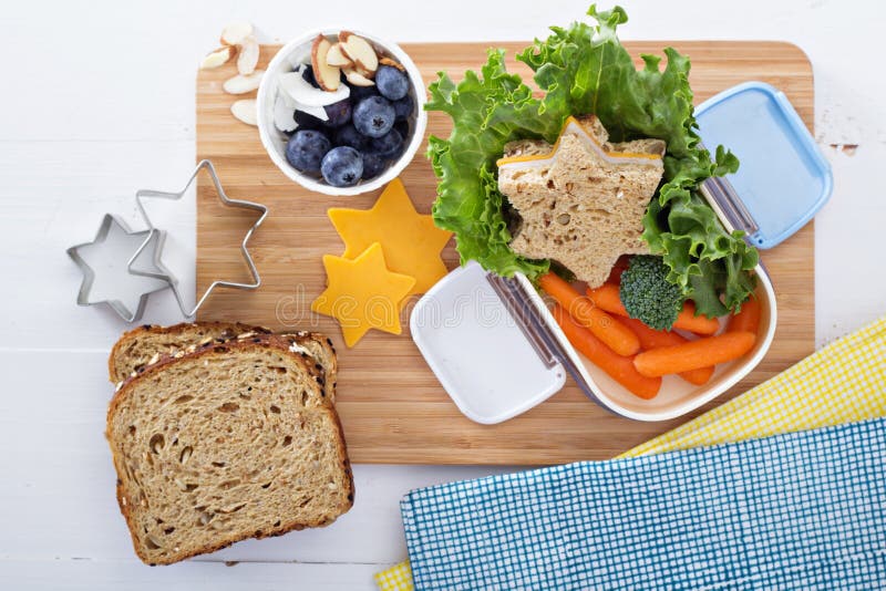 Lunch Box with Sandwich and Salad Stock Image - Image of carrots ...