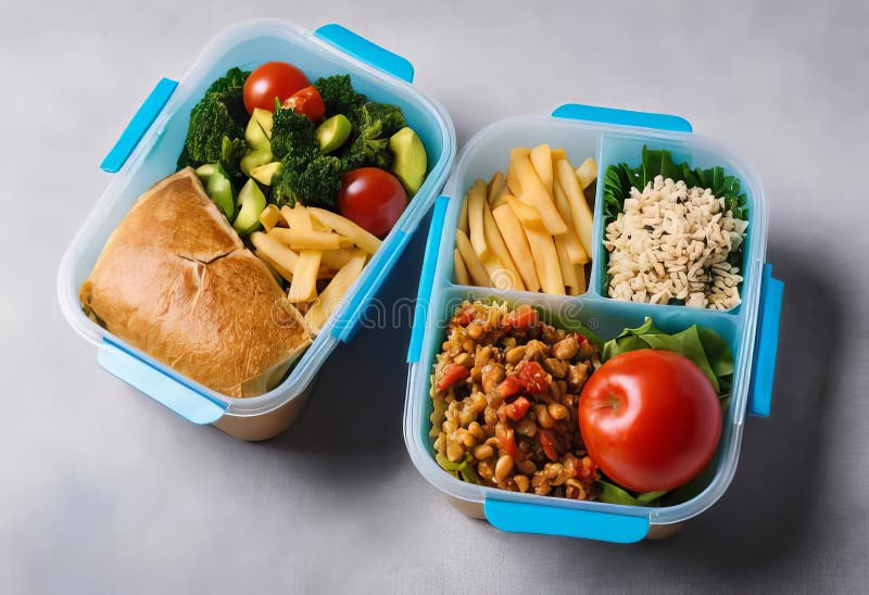 A Lunch Box with Sandwiches and a Variety of Colorful Vegetables on the ...
