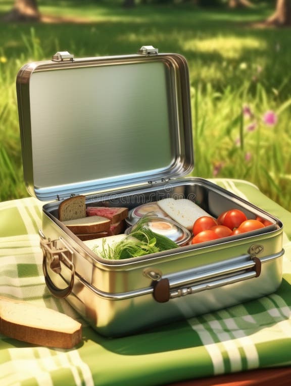 Lunch box on a table stock image. Image of storage, snack - 374311147