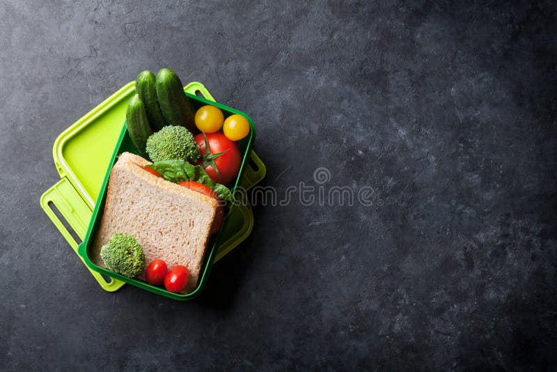Lunch Box with Vegetables and Sandwich Stock Image - Image of bread ...