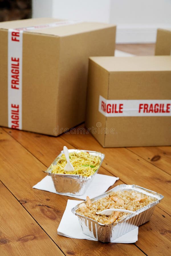 Lunch and Boxes on the Floor. Conceptual Image Stock Image - Image of ...