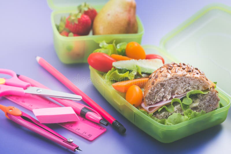 Lunch Boxes with Fresh Healthy Second Breakfast Stock Photo - Image of ...