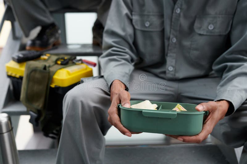 Lunch Break at Construction Site Stock Photo - Image of worker, meal ...