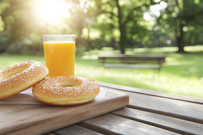 During Lunch Break, a Sandwich and a Drink are Enjoyed in a Park. Stock ...