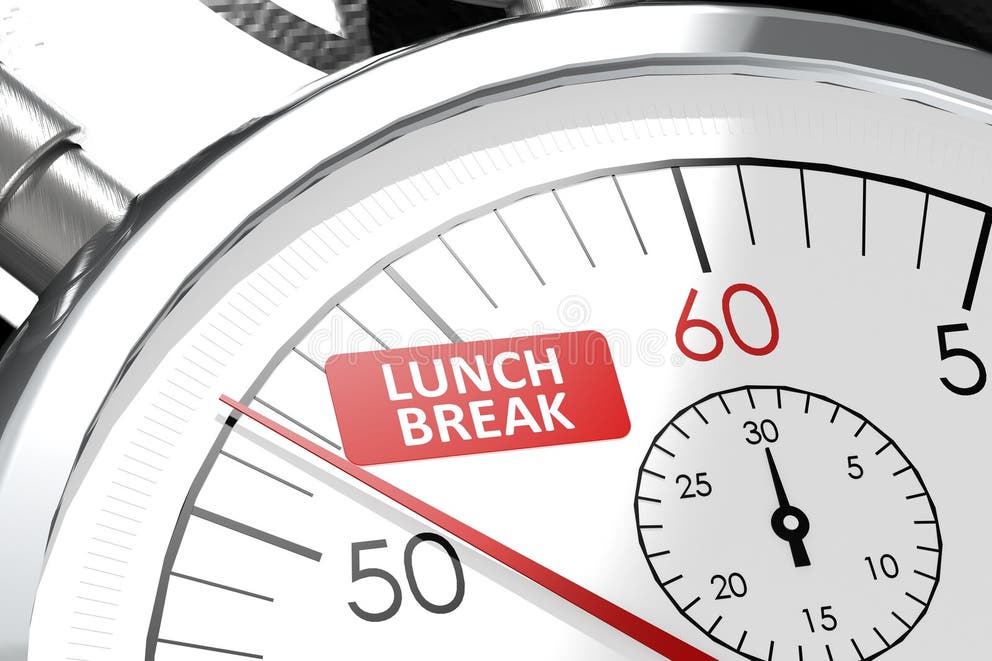 Lunch Break Word on the Stopwatch Stock Illustration - Illustration of ...