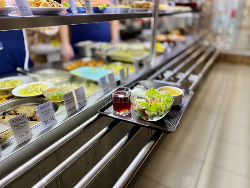 Lunch in a cafe on a tray stock image. Image of canteen - 173475469