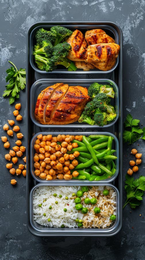 A Lunch Container Filled with a Balanced Meal Consisting of Chicken ...