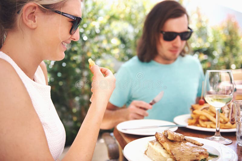 Lunch couple stock image. Image of happy, glasses, dining - 41593337