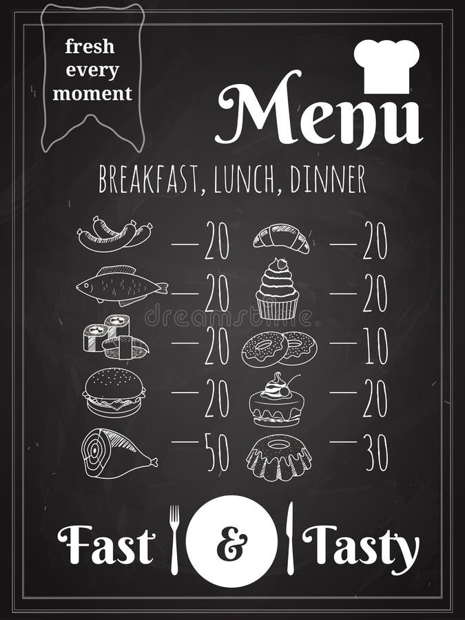 Vector Food Menu Poster Design Stock Vector - Illustration of baked ...