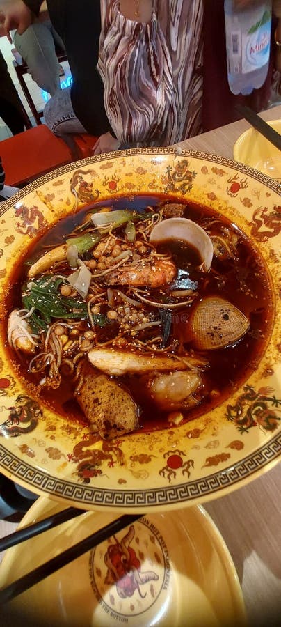 Lunch with Dragon Hot Pot Very Delicious and Spicy Editorial Stock ...