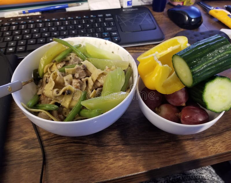 Lunch in Front of the Computer Stock Photo - Image of brunch, salad ...