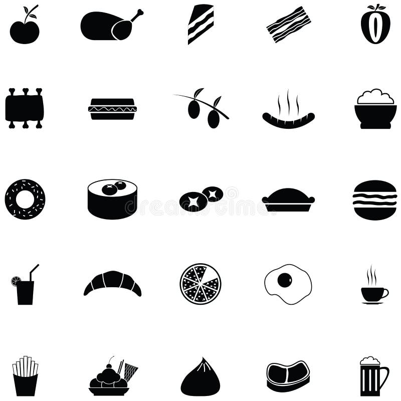 Lunch icon set stock vector. Illustration of flat, design - 120567676