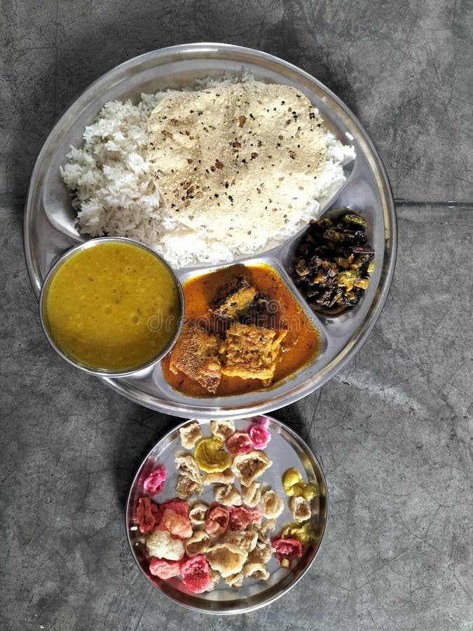 Lunch Indian Pulse Rice Vegitablesand Fried Others Stock Photo - Image ...